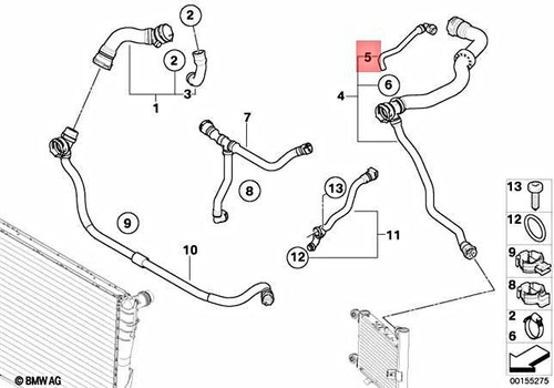 Genuine BMW E83N SUV Cooling System Water Vent Hose OEM 17123448494 | eBay
