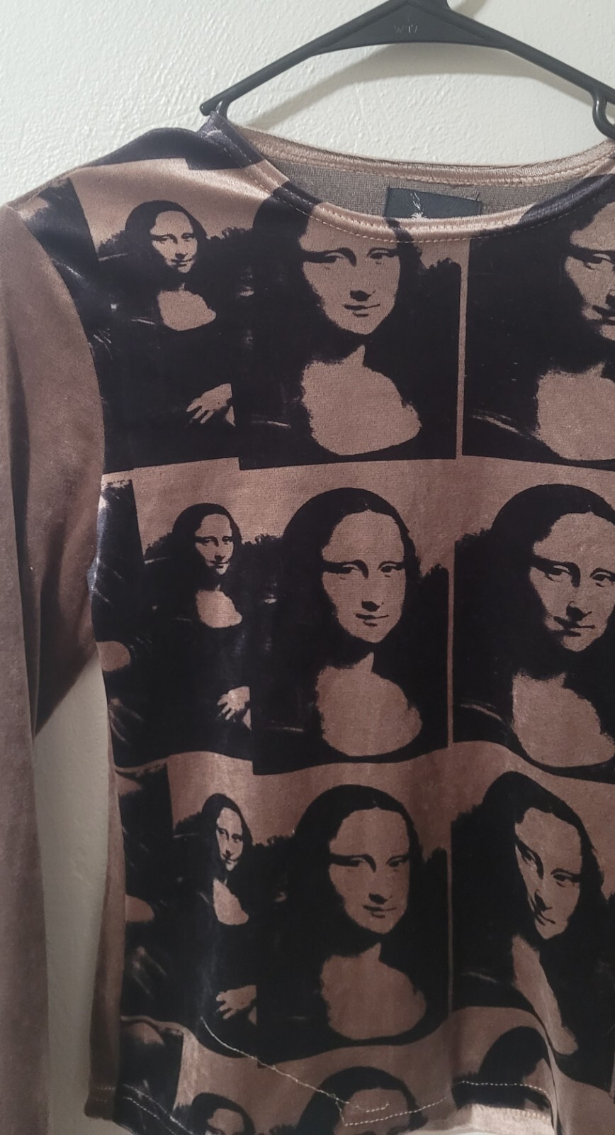 Mona lisa velvet bodycon art crop top - Gem