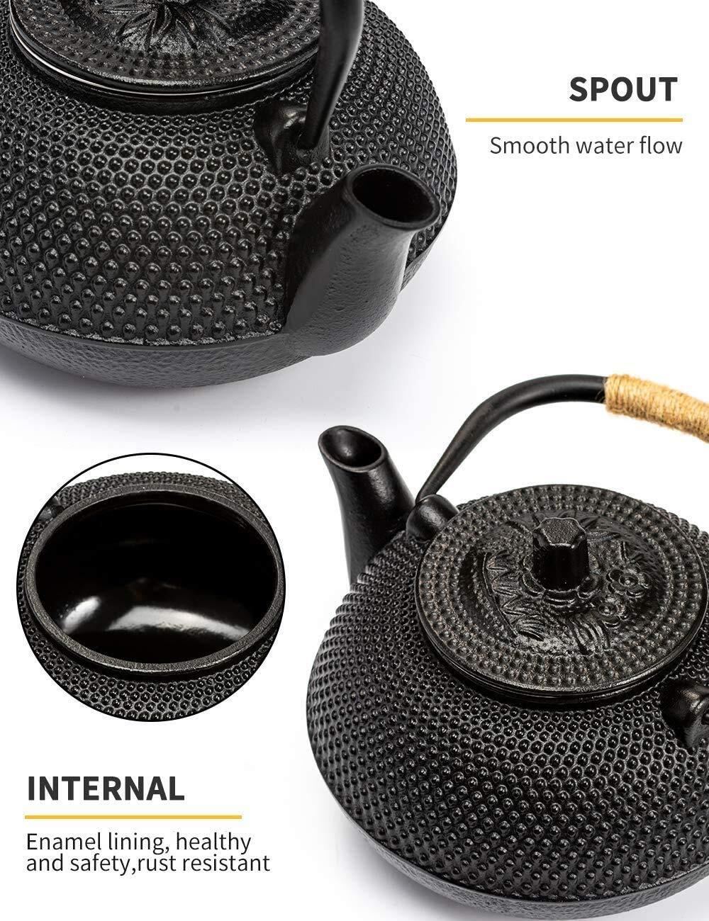 Japanese Tetsubin Cast Iron Teapot Tea Kettle pot with Stainless Steel ...