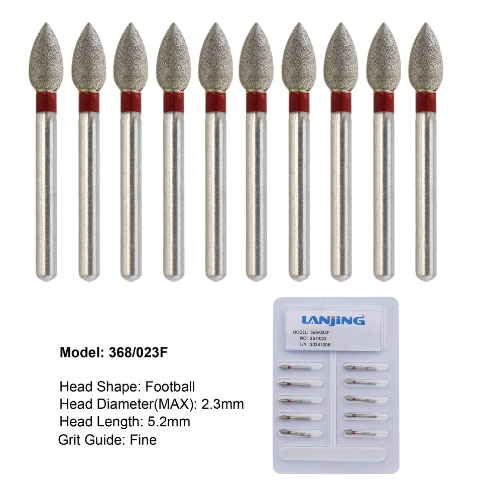 Dental Diamond Bur Football FG 368/023C 379/023 Egg Shape Coarse Fine ...