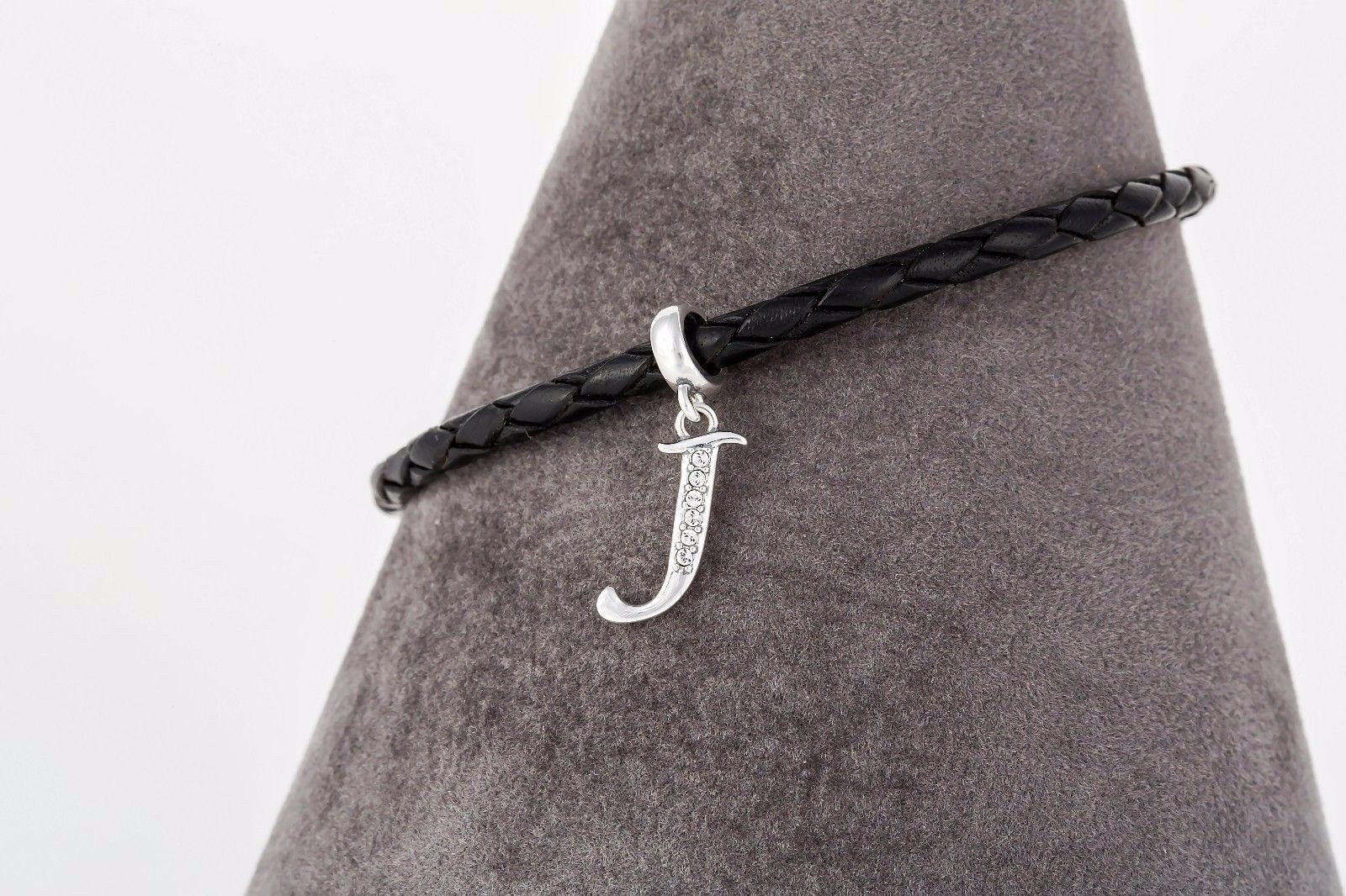 925 Sterling Silver Letter 'J' Initial Pendant Charm with Swarovski ...