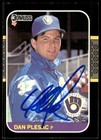 1987 Donruss Baseball Dan Plesac Rookie Auto Milwaukee Brewers #214 ...