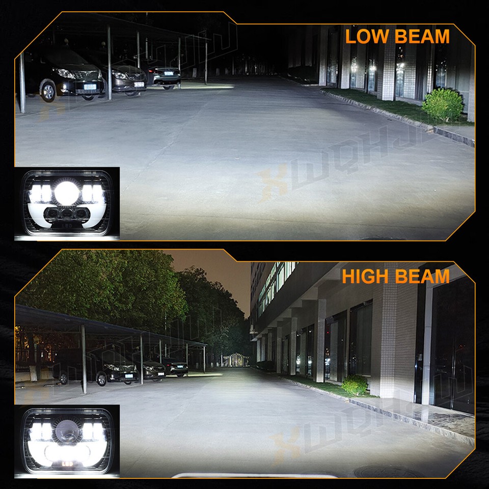 For Jeep Wrangler YJ 1987-1995 5x7" 7x6 Square LED Headlights High Low ...
