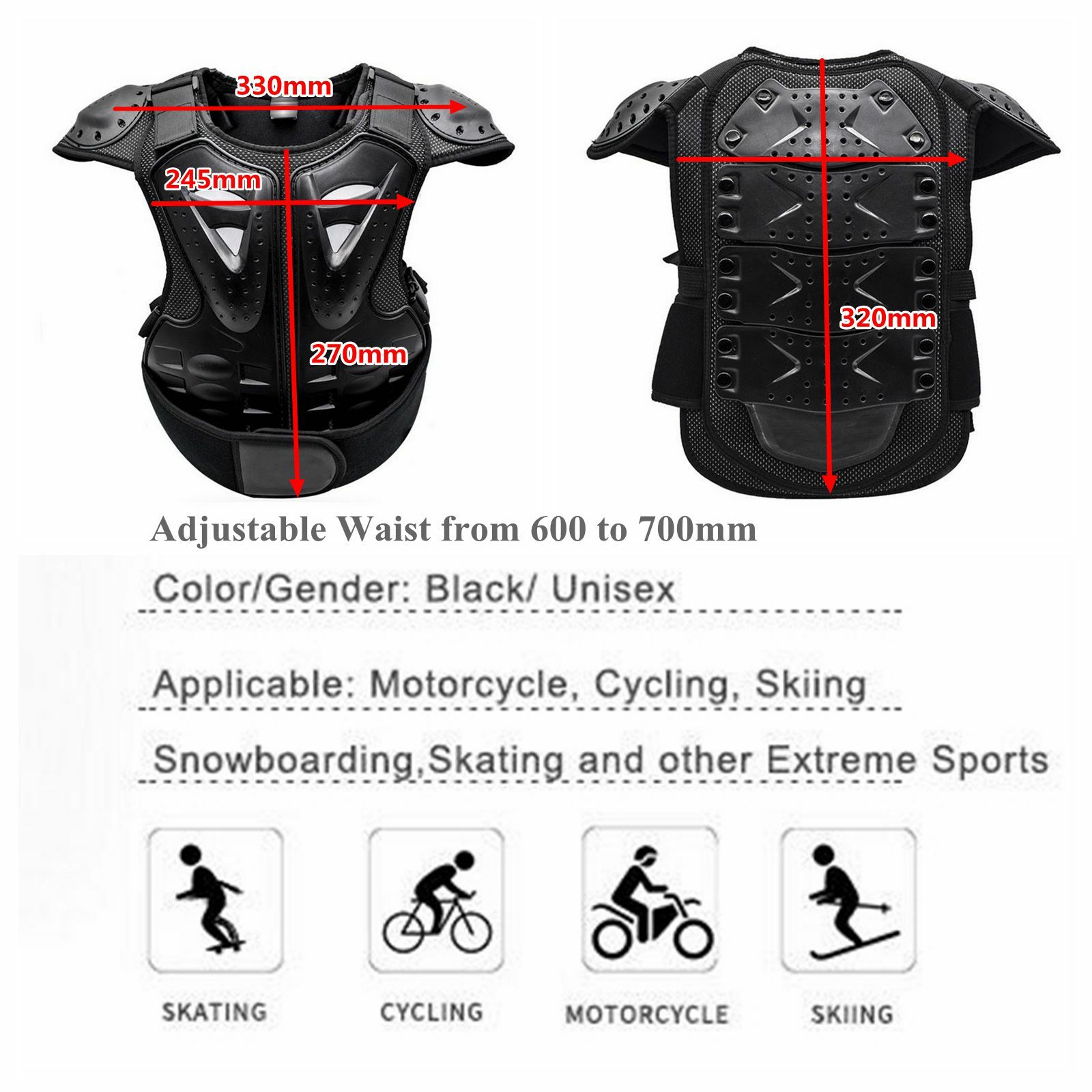 MX BMX Youth Adult Body Armour Armor Jacket Suit Dirt Bike Quad ...