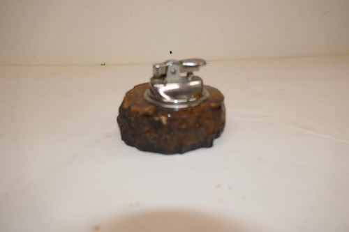 VINTAGE Brown Resin or /STONE/? GAS Branded TABLE TOP CIGARETTE LIGHTER ...