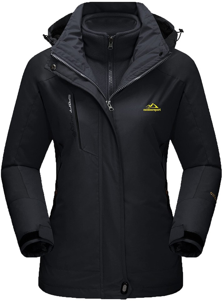 Womens 3-in-1 Winter Coat Snow Ski Jacket Waterproof Windproof Fleece ...