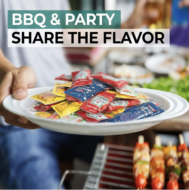 Condiment Packs - 50 Single Serve Pouches of Each: Ketchup, Mustard and ...