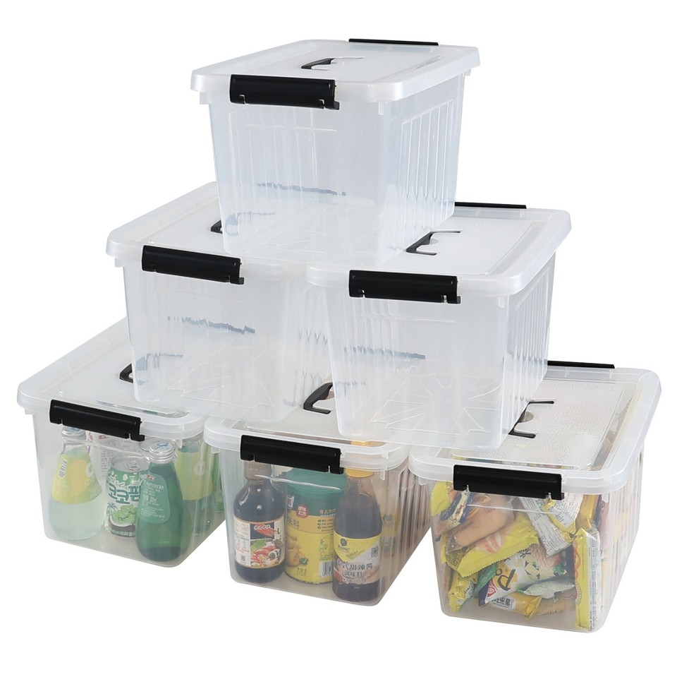 Cand 12 Quart Plastic Storage Latching Box with Handle, Clear Storage ...