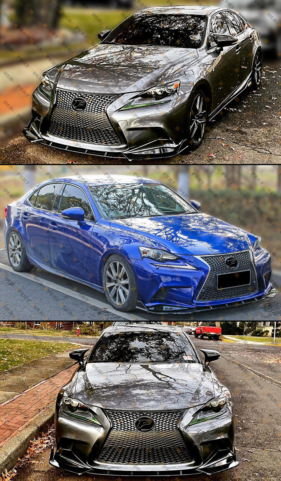 GT STYLE GLOSS BLK FRONT BUMPER LIP SPLITTER FOR 14-16 LEXUS IS250 ...