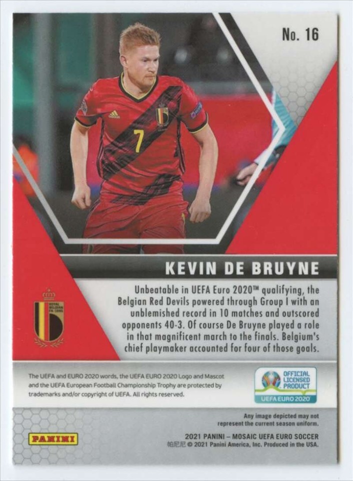2021 Panini Mosaic UEFA Euro 2020 #16 Kevin De Bruyne Belgium Soccer ...
