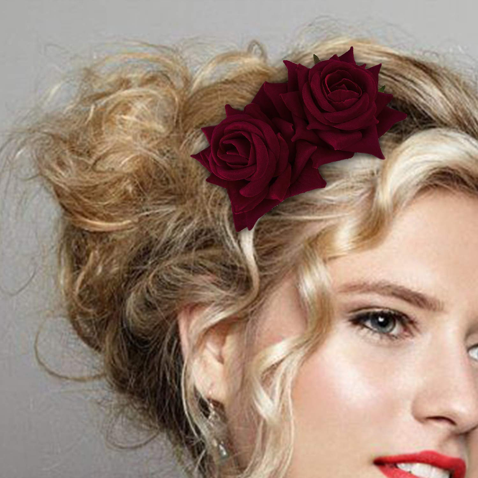 2-Pack Rose Flower Bridal Hair Combs Women Wedding Hair Accessories ...