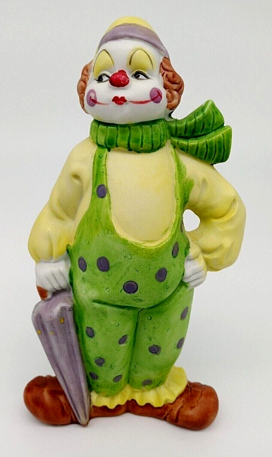 Clown Figurine Sculpture Porcelain Ceramic Holding Parasol MIC Taiwan ...