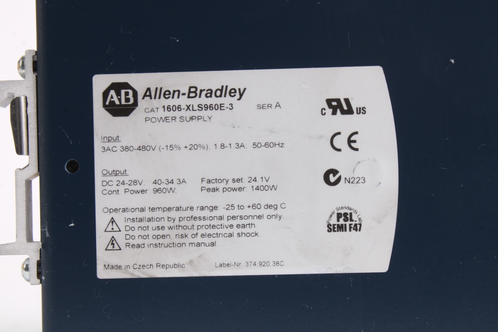 Allen Bradley 1606-XLS 1606-XLS960E-3 Power Supply Efficient power ...