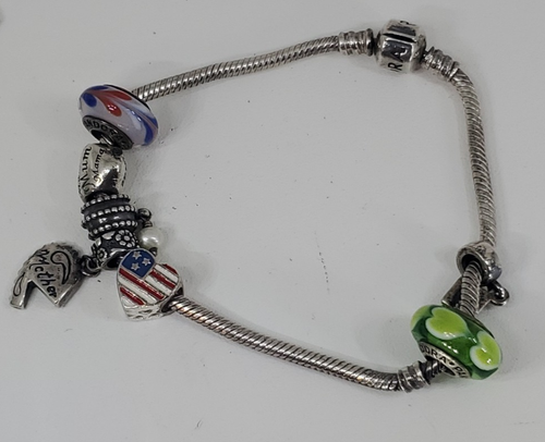 Pandora Authentic Bracelet with 7 charms Army Mom Love Mom Murrano ...