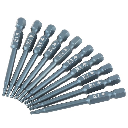 10pcs 1/4inch Hex Shank 65mm S2 Five Star Screwdriver Bits Set H6.3*65 ...