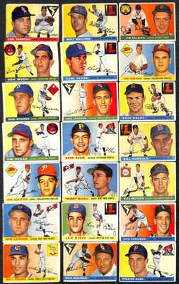 1955 Topps GOOD avg lot of 114 diff baseball cards vy low grade BV$3085 ...