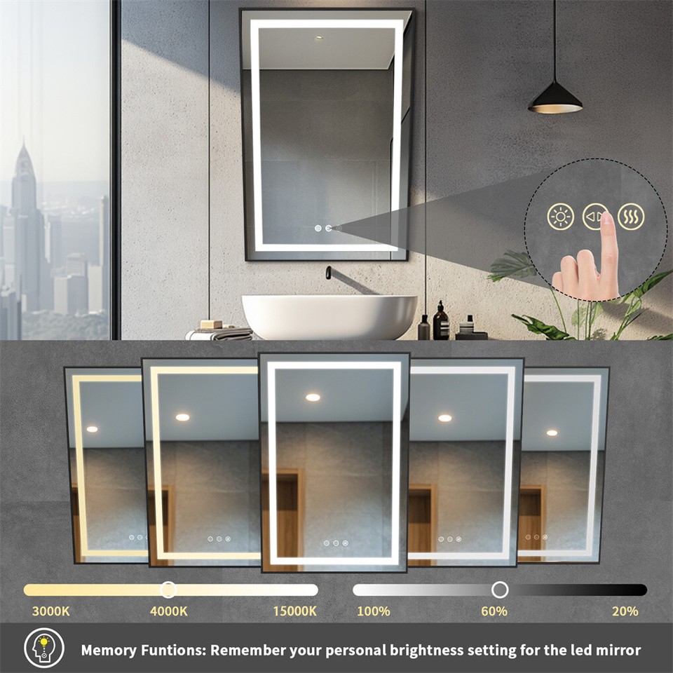 LED Bathroom Mirror with Fixed Tilt Vanity Mirror for Wheelchair Users ...