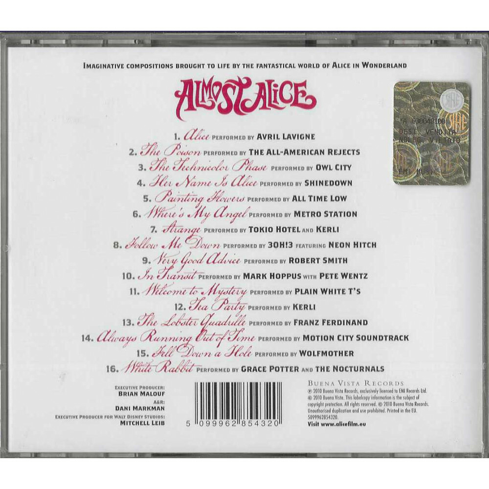 Alice in Wonderland (Almost Alice) by Original Soundtrack (CD, 2010 ...