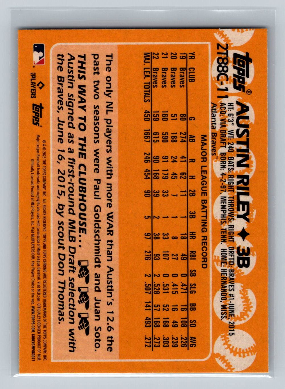 Austin Riley 2023 Topps #2T88C-11 1988 35th Anniversary Chrome (Series ...