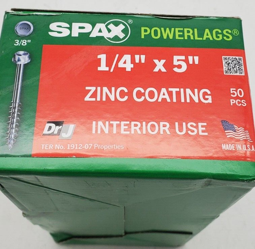 Spax 1/4" X 5" Interior Use Powerlags Zinc Coated | eBay