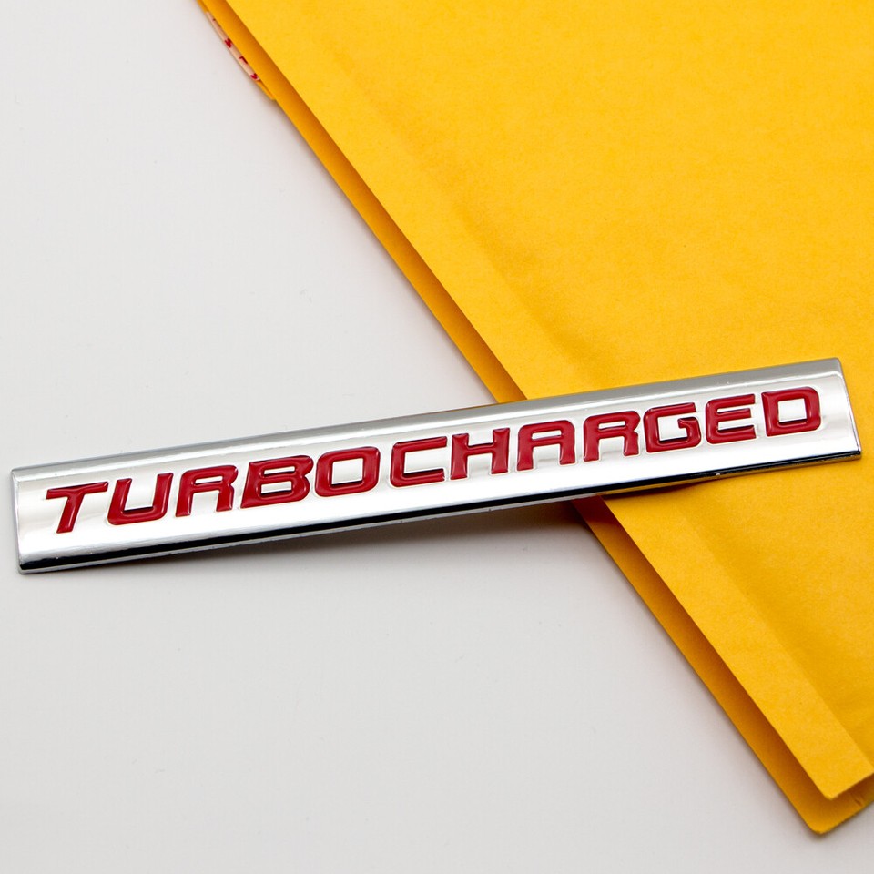 3D Metal Red Chrome TURBOCHARGED Emblem Supercharged Turbo Logo Car SUV ...