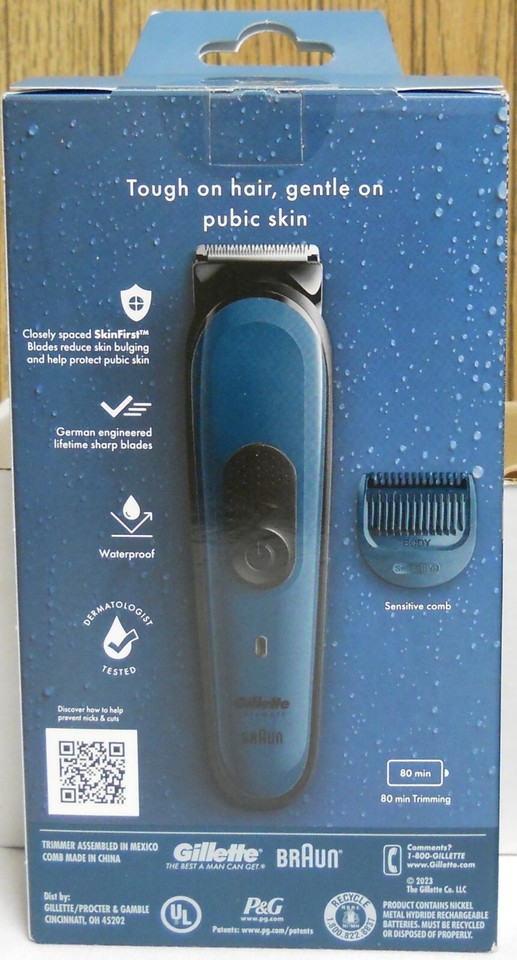 Gillette Braun Intimate i3 Pubic Hair Cordless Trimmer W/ Sensitive ...