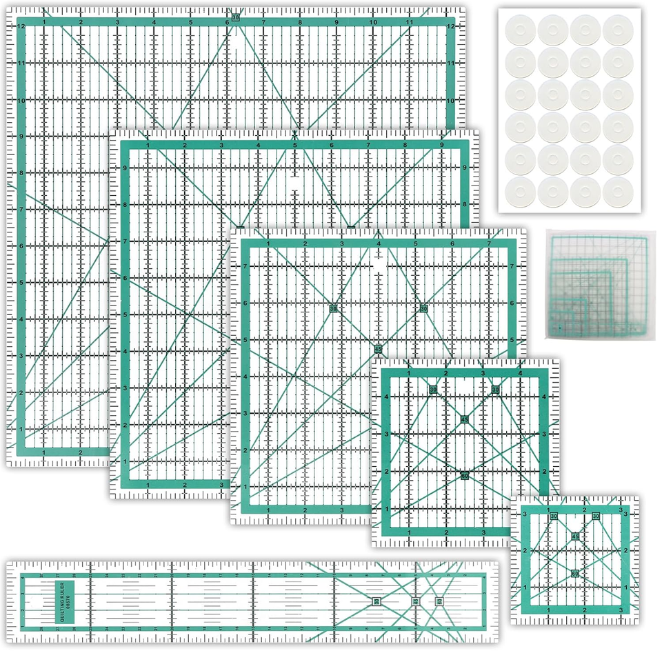 6 Pcs Quilting Rulers and Templates, Quilt Ruler, Acrylic Square Ruler ...