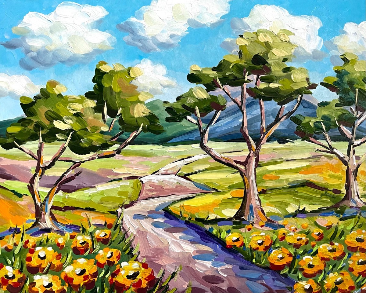 Texas Landscape Oil Paintings 1960s "River In Hill County" Texas