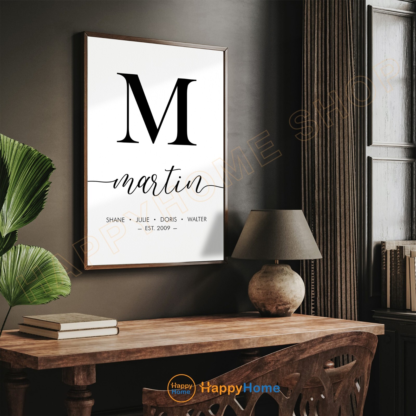 Personalized Family Name Sign Custom Established Monogram Print Room ...