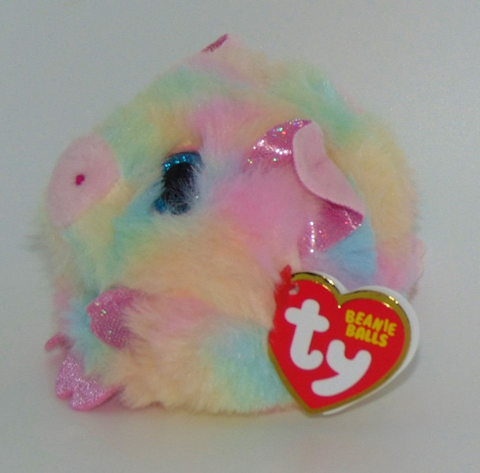 New! Ty Beanie Balls PIGASSO the multi-colored Pig 3" nwt's Birthdate ...