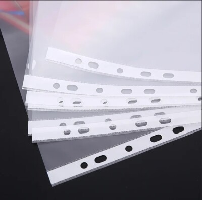 A4 CLEAR 40MICRON MULTI HOLE FILING SLEEVES Punched Pockets PLASTIC ...