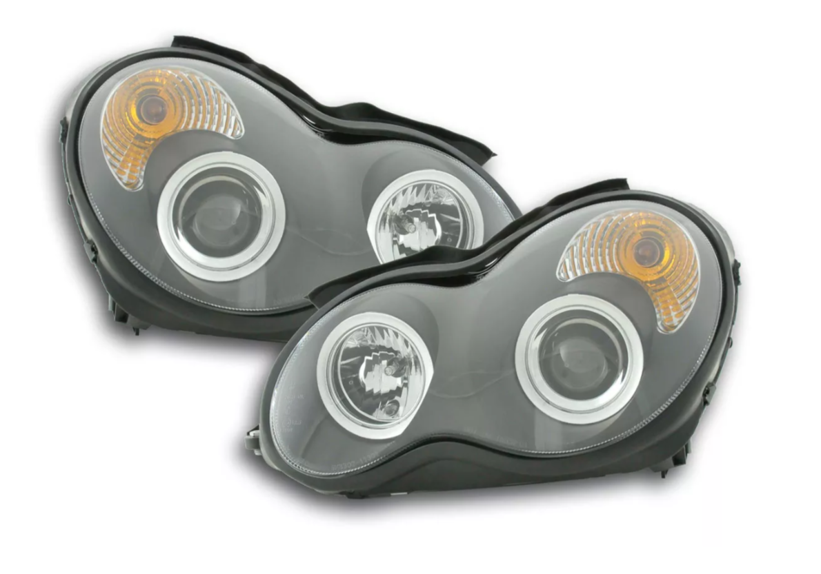 FK Pair Black Headlights Mercedes C-Class W203 203 00-07 LHD | eBay