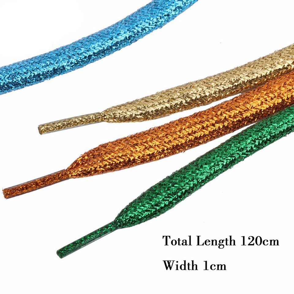 Shiny Gold Silver Shoelaces Sparkly Glitter Flat Shoelaces Shoe Laces ...