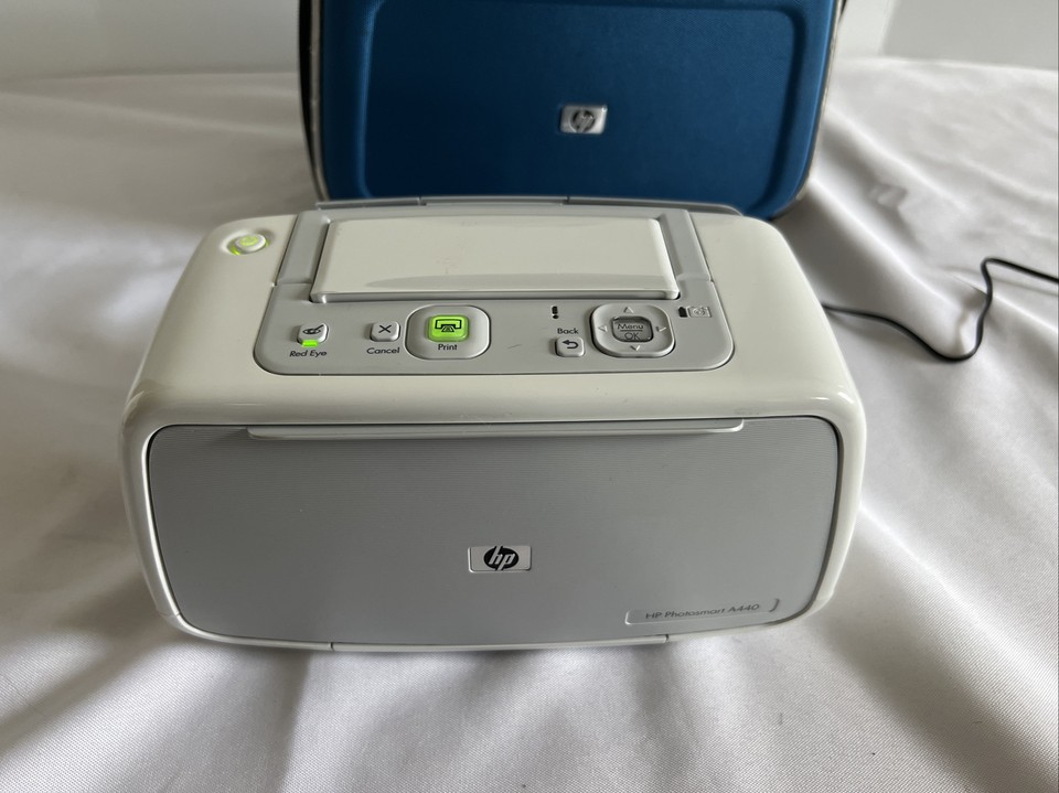 HP Photosmart A440 Digital Photo Printer w Carrying Case Power Cord ...