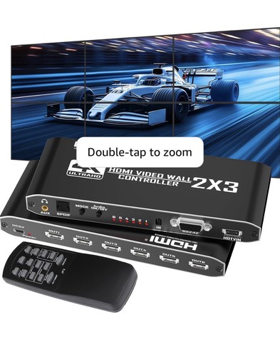 6-Way HDMI Video Wall Controller 2X3 4K@30Hz Input/Output, 14 Display ...