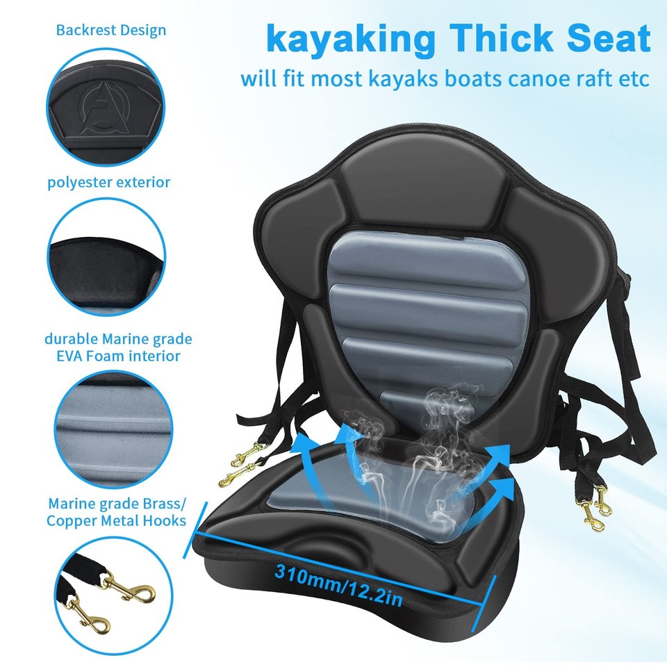 Kayak Seat Thickened Padded Kayak Seat Extra Thick Padded Sit-On-Top ...