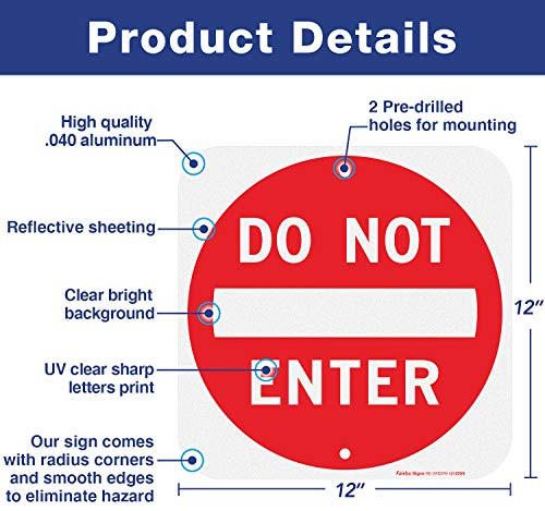 Do Not Enter Sign,12x12 Inch Square .040 Aluminum,Reflective Rust Free ...