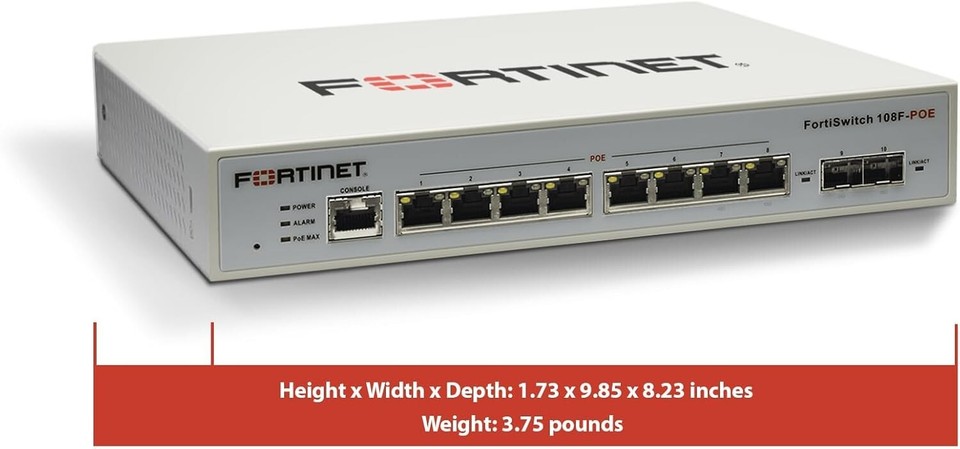 Fortinet FortiSwitch 108F-POE L2+ Management (FS-108F-POE) - Open Box ...