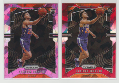 (2)2019-20 Panini Prizm CAMERON JOHNSON Pink & Red Ice Parallel RC's ...