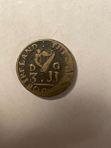 1718 rare Irish brass coin weight for a Portugal half moidore gold coin ...
