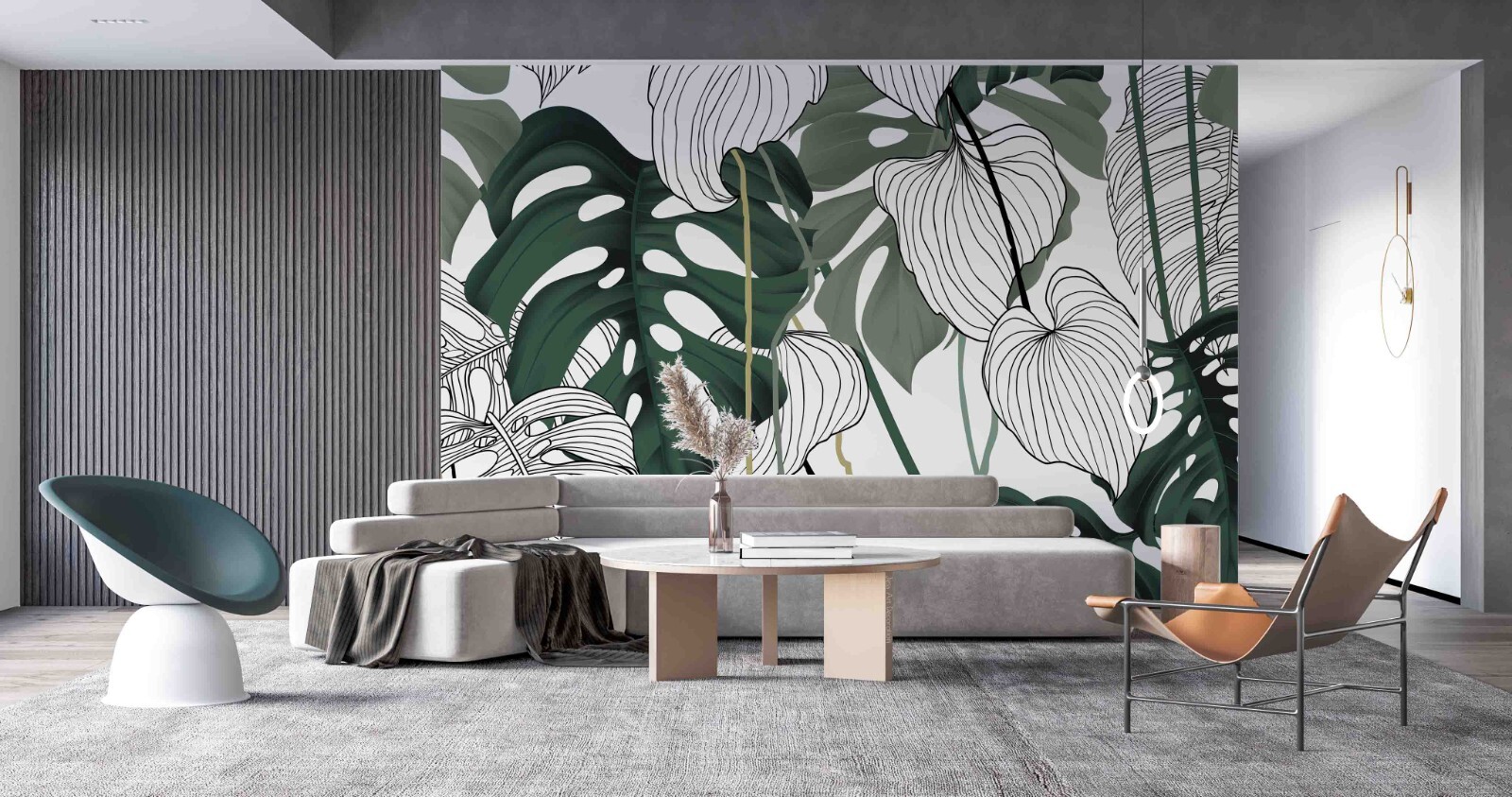 3D Tropical Green Leaf Texture Wall Murals Wallpaper Murals Wall ...