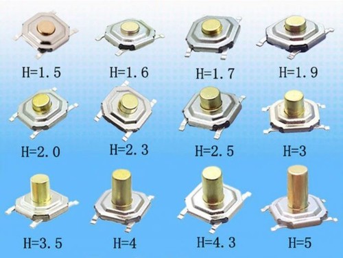 5 x 4x4mm SMD Micro Tactile Push Button Switch 4 Pin Momentary Round ...