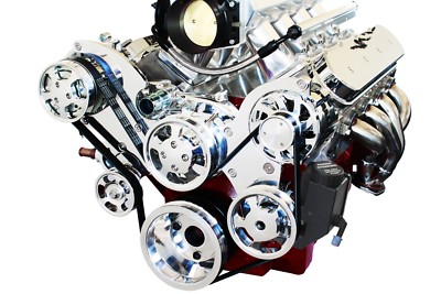 LS Serpentine Front Runner Pulley Drive Kit Polished/Chrome w/Res LS1 ...