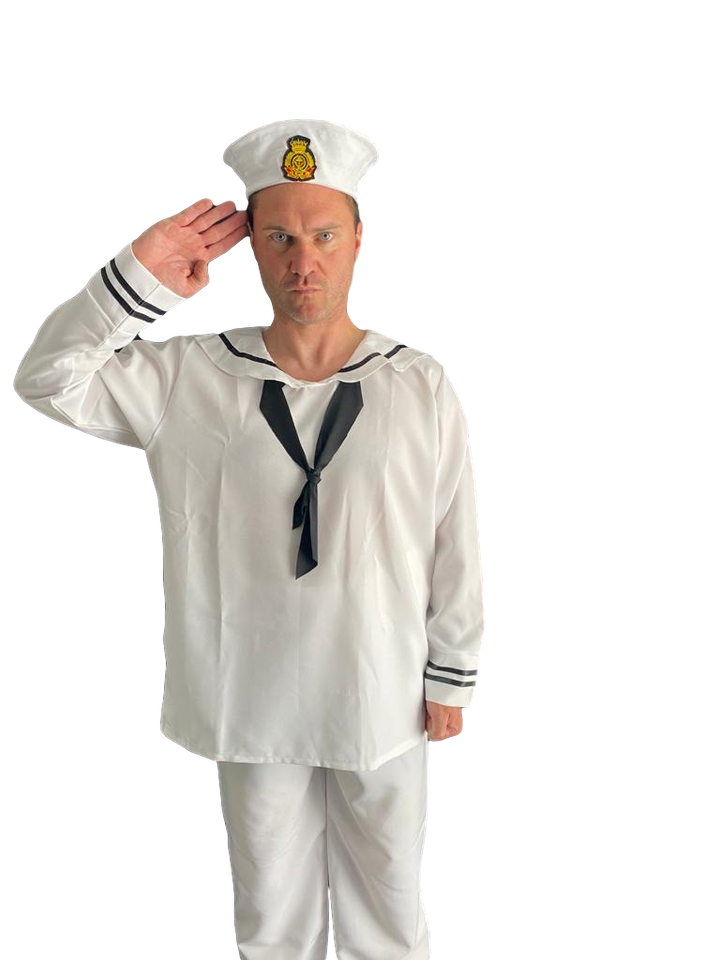 Mens Sailor Complete Outfit + Hat Navy Fancy Dress Officer Marine ...