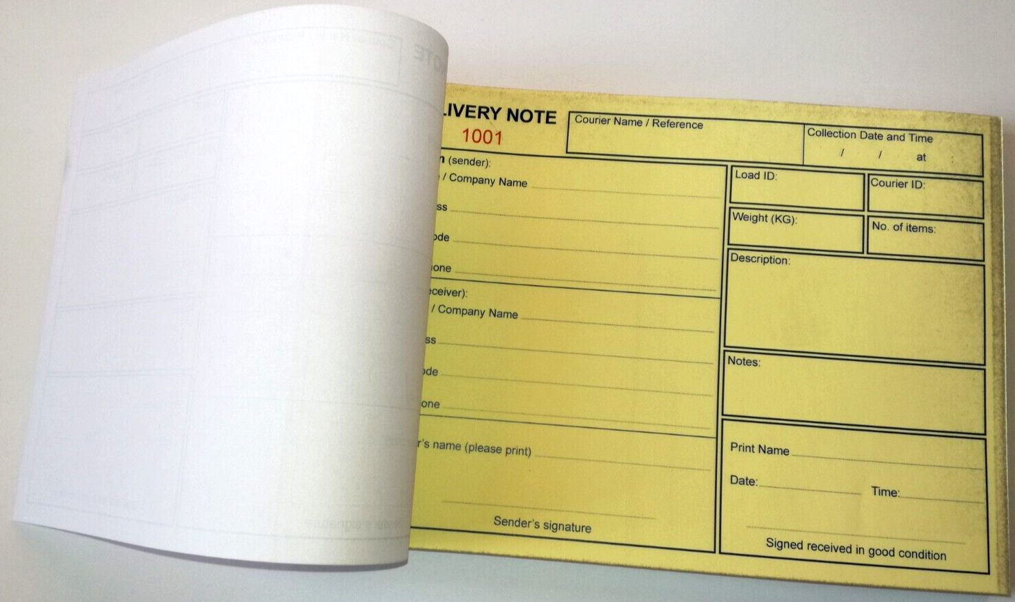 Duplicate Delivery Note Book 50 sets per book Serially Numbered ...