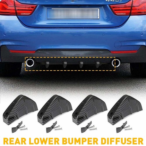 4x Universal Car Rear Lower Bumper Diffuser Shark Fins Spoiler Lip Wing ...