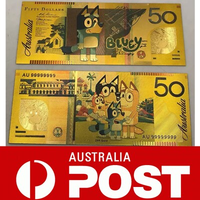 Bluey Australian Gold plastic Banknote Souvenir Gift Free Transparent ...