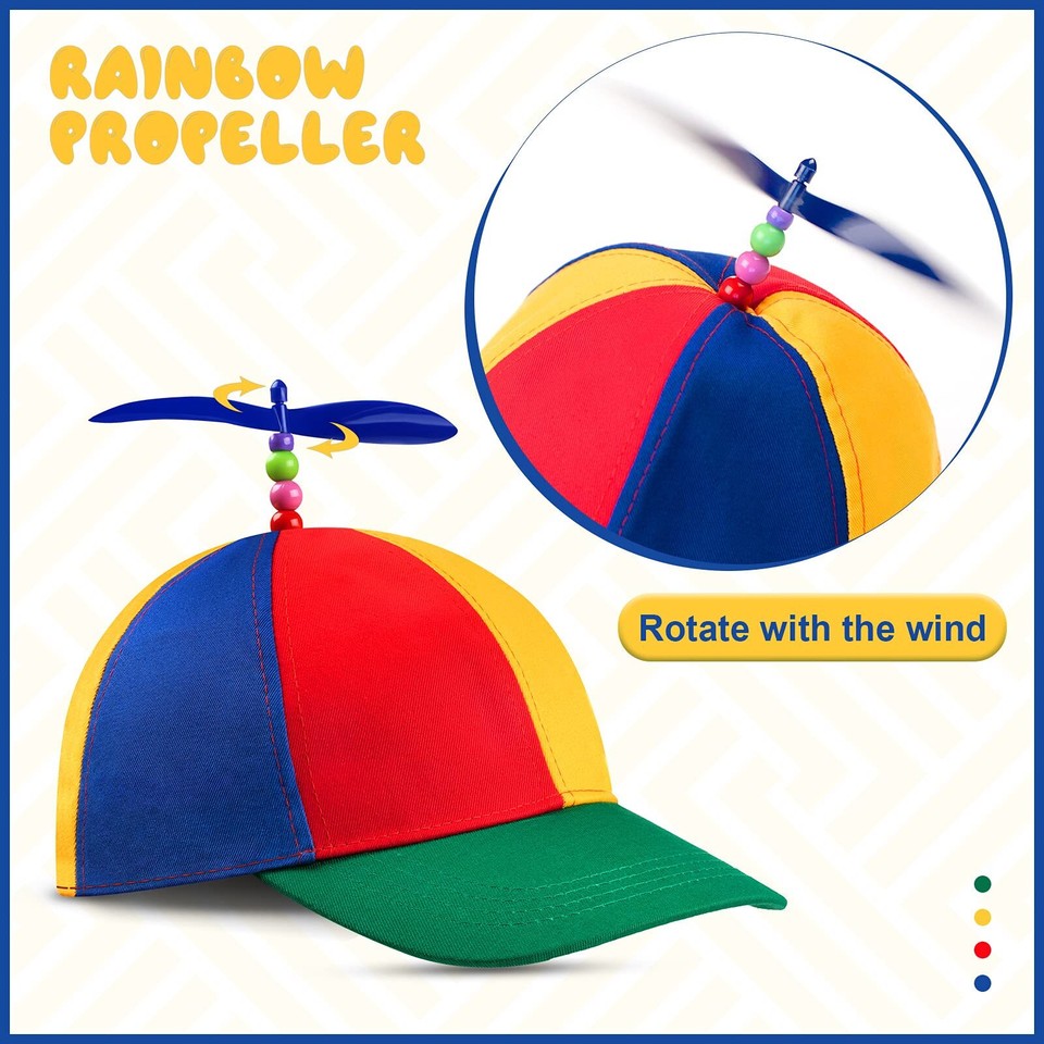 Propeller Top Cap Rainbow Detachable Hat Nerd Crazy Spinner Hat Silly ...
