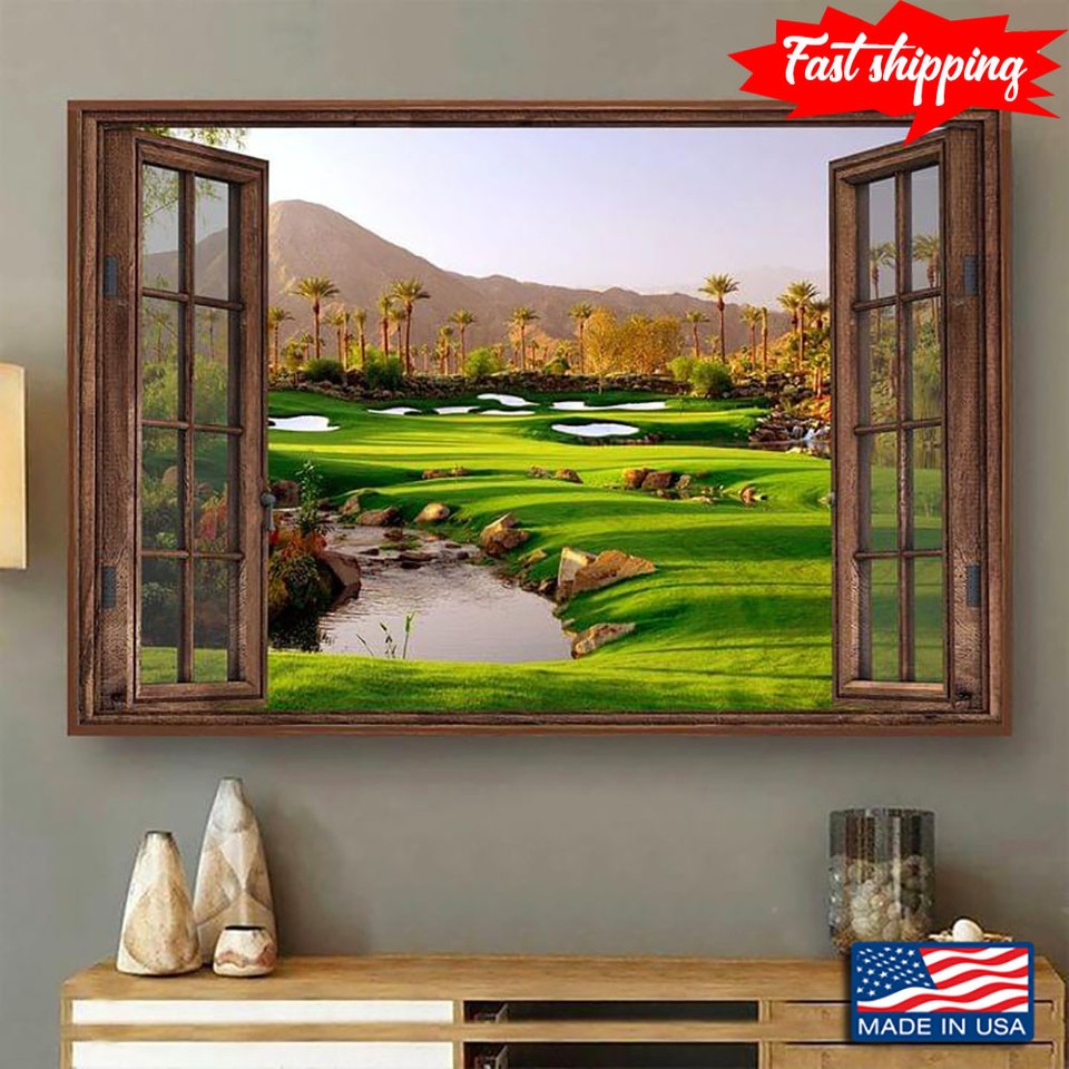 Vintage Window Frame With View Of A Golf Course | eBay