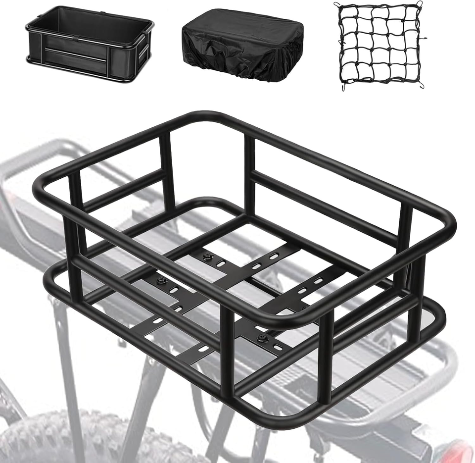 Upgrade 4 in 1 Large Removable Metal Rear Bike Basket with Liner ...